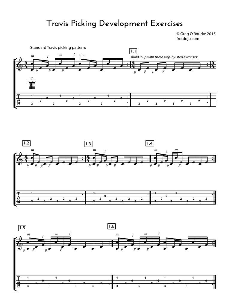 Travis Picking Development Exercises PDF | PDF