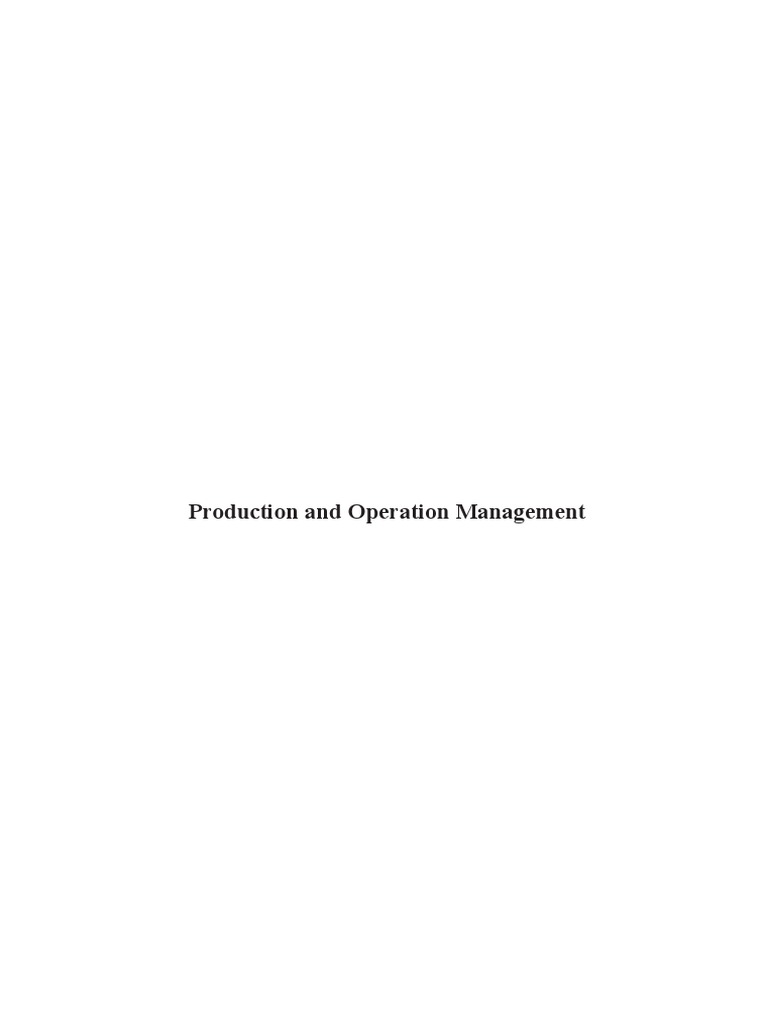 Production and Operation Management | PDF | Operations Management ...