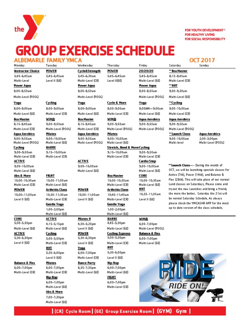 Albemarle Family YMCA Fitness Class Schedule | PDF | Flexibility ...