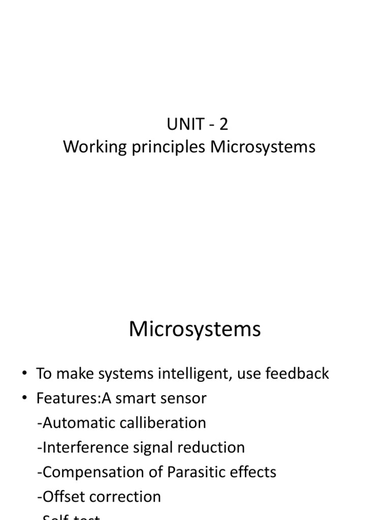 Unit - 2 Working Principles Microsystems | PDF | Biosensor | Sensor