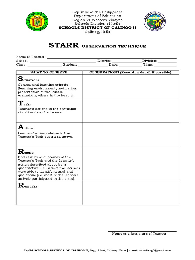 Starr: Observation Technique | PDF | Education Theory | Applied Psychology
