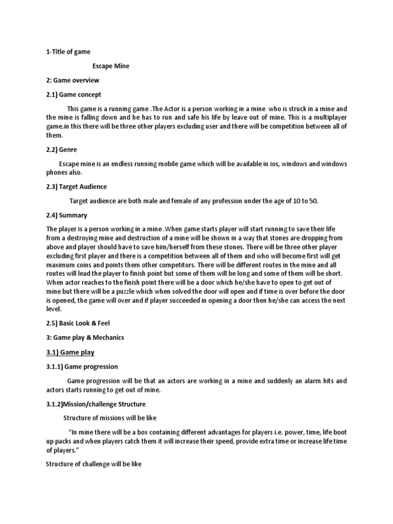 Escape Mine | PDF | Unity (Game Engine) | Computing