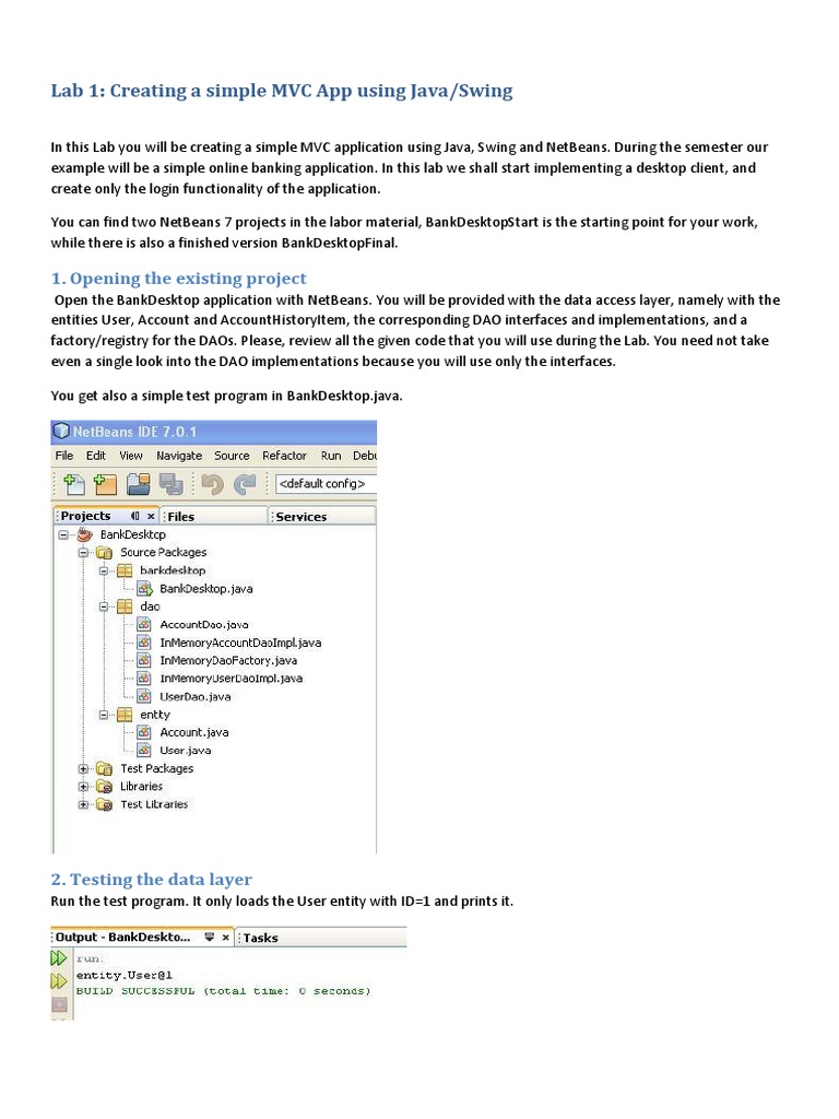 Lab 1 Creating A Simple Mvc App Using Javaswing 1 Opening The Existing Project Pdf Java