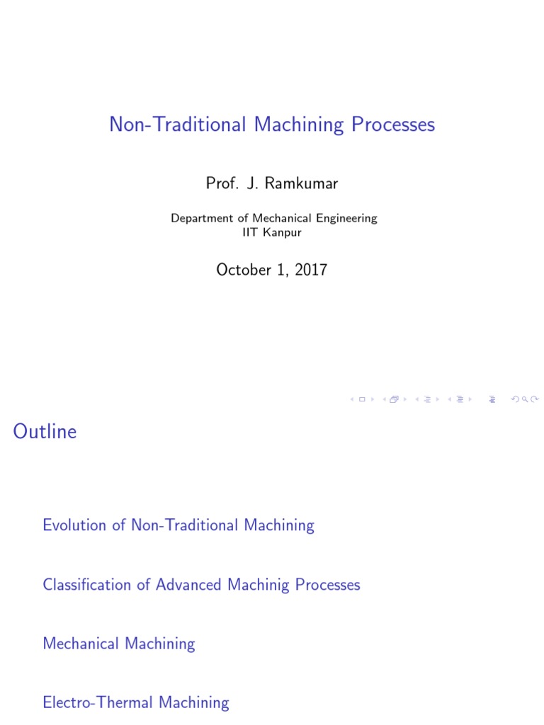 Non Traditional Machining Processes | PDF | Machining | Electrochemistry