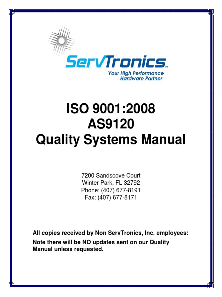 As9120 Quality Manual | PDF | Quality Management | Quality Management ...