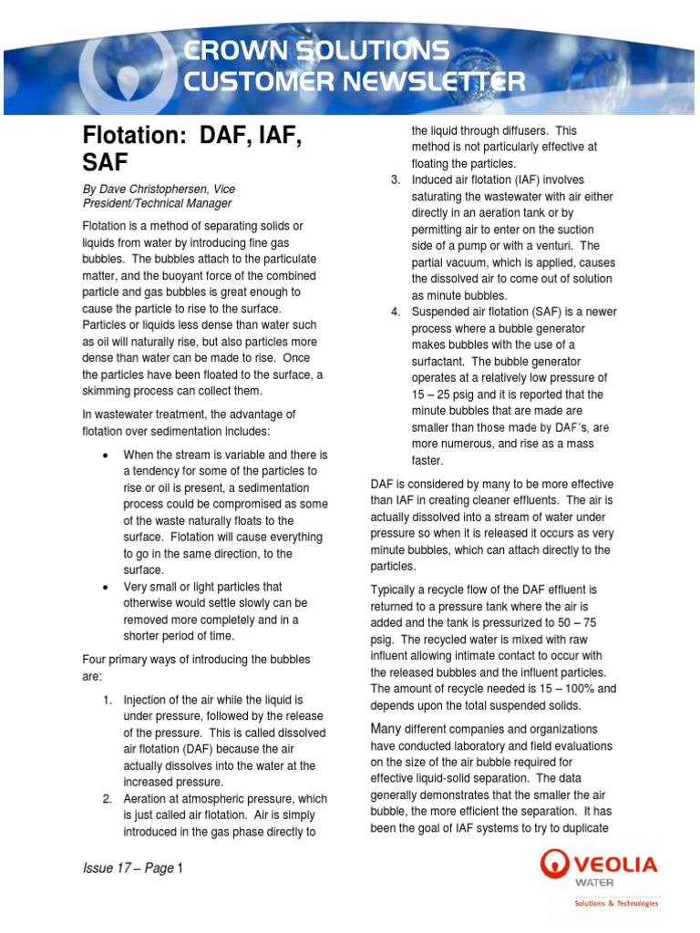 DAF vs IAF: Flotation Methods Explained | PDF | Water | Chemical ...