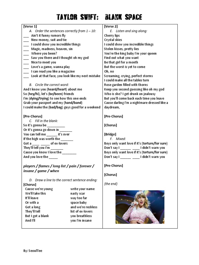 Taylor Swift Blank Space PDF | PDF