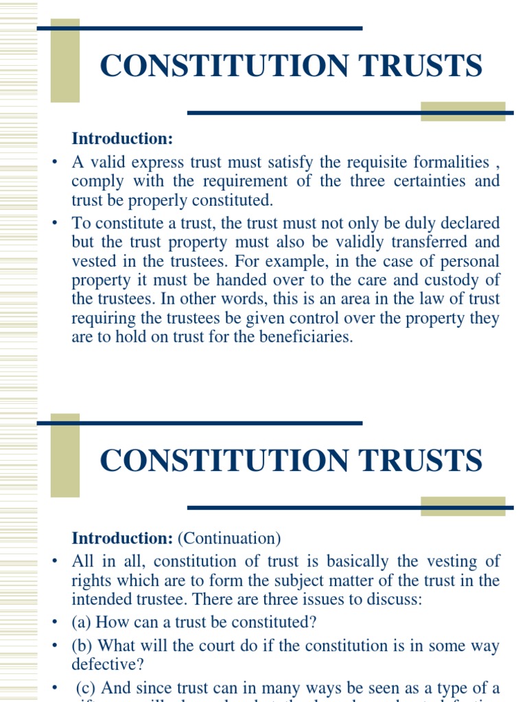 Constitution of Trusts | PDF | Trust Law | Comparative Law