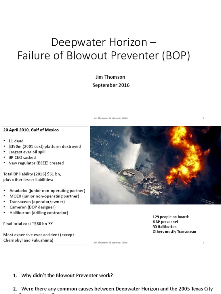 BOP Failures in Deepwater Horizon Accident | PDF | Deepwater Horizon ...