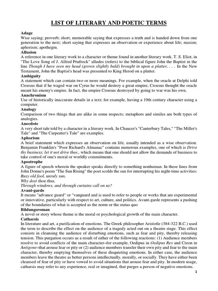 List of Literary and Poetic Terms | Download Free PDF | Irony | Sonnets