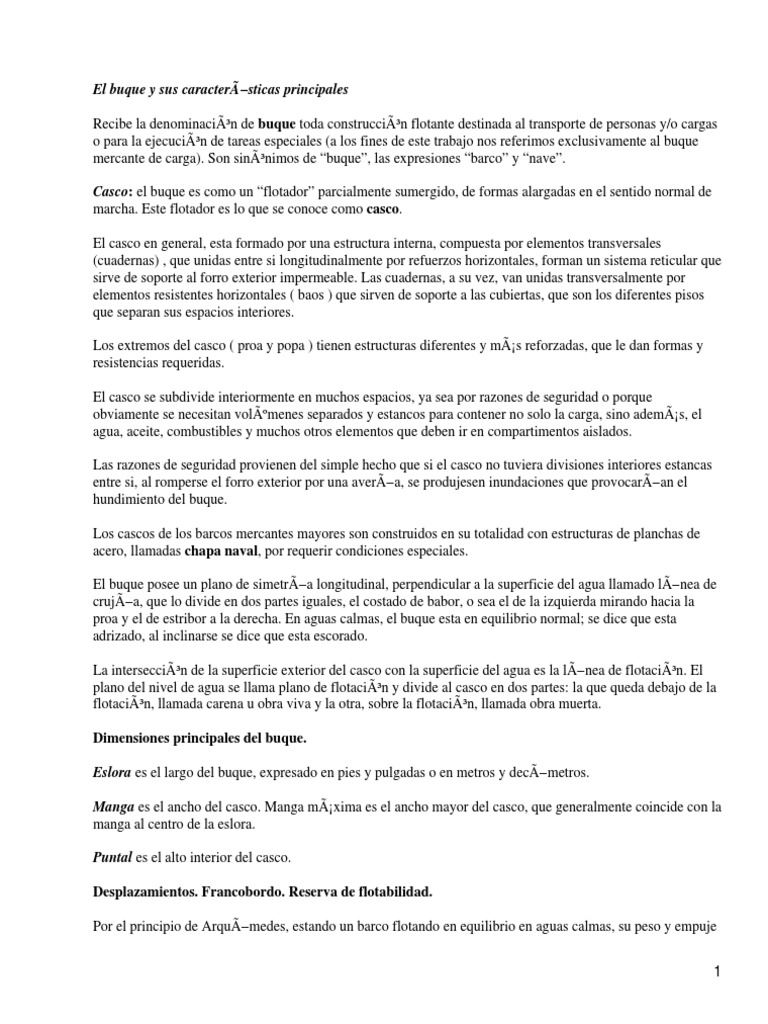 El Buque Y Sus Caracteristicas Principales Pdf Pdf Barcos