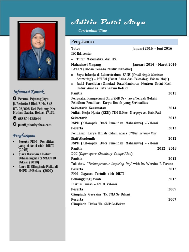 CV Aditia Putri Arya | PDF