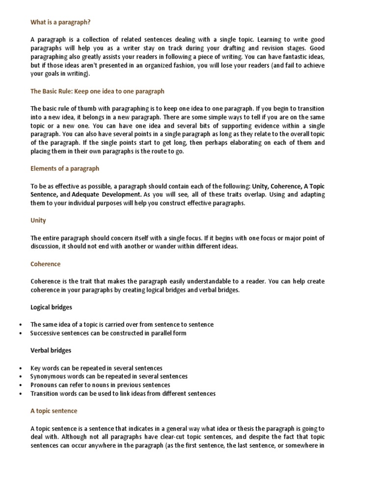 What Is A Paragraph | PDF | Paragraph | Sentence (Linguistics)
