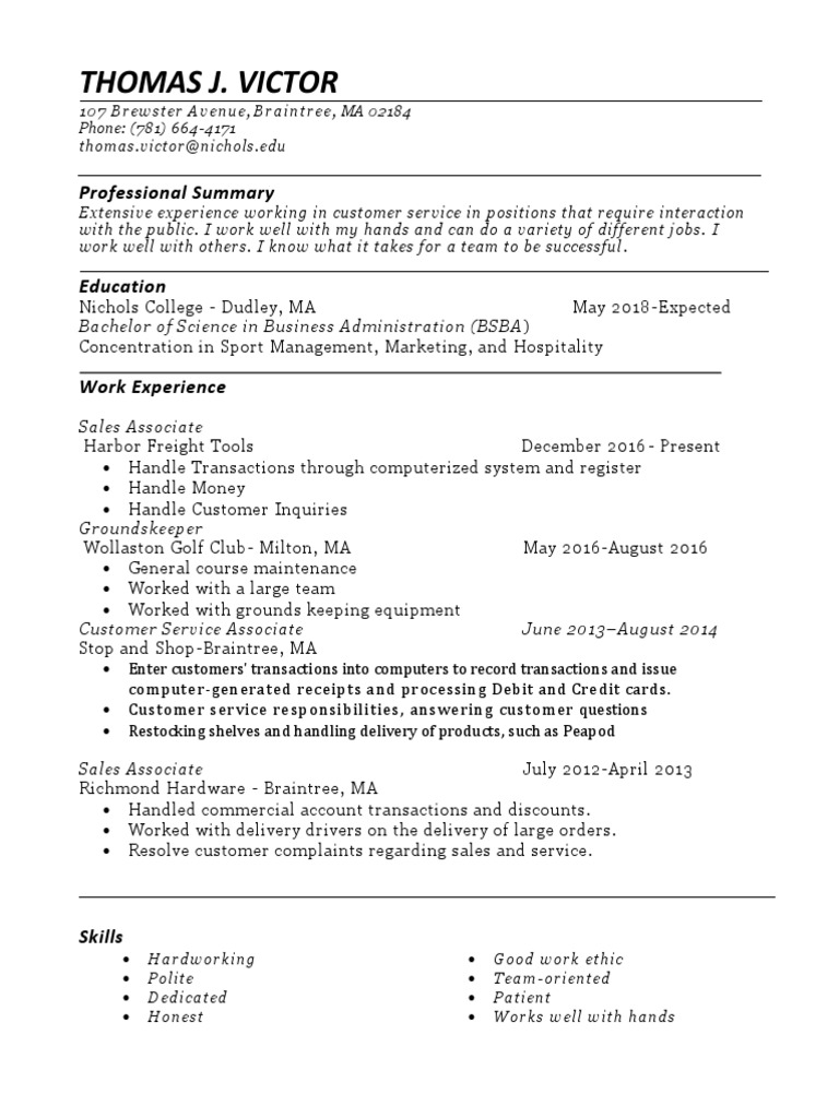 Thomas J Victor Resume | PDF