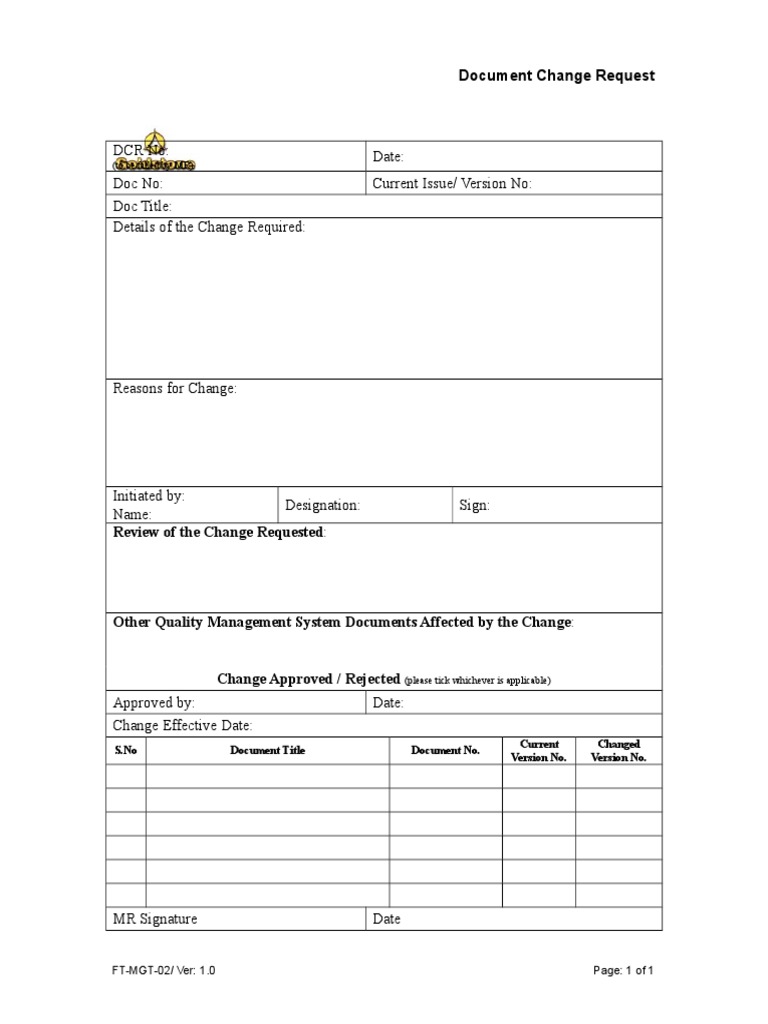 Document Change Request | PDF
