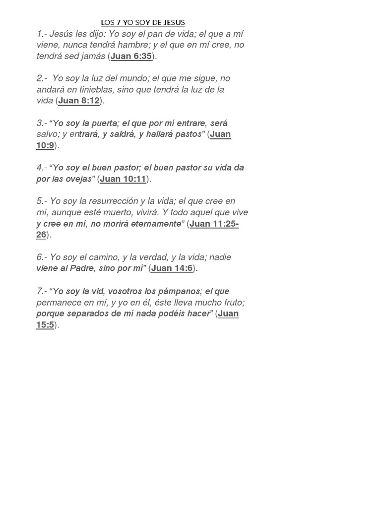 Los 7 Yo Soy de Jesus | Unduh gratis PDF | Evangelio de juan | Jesús