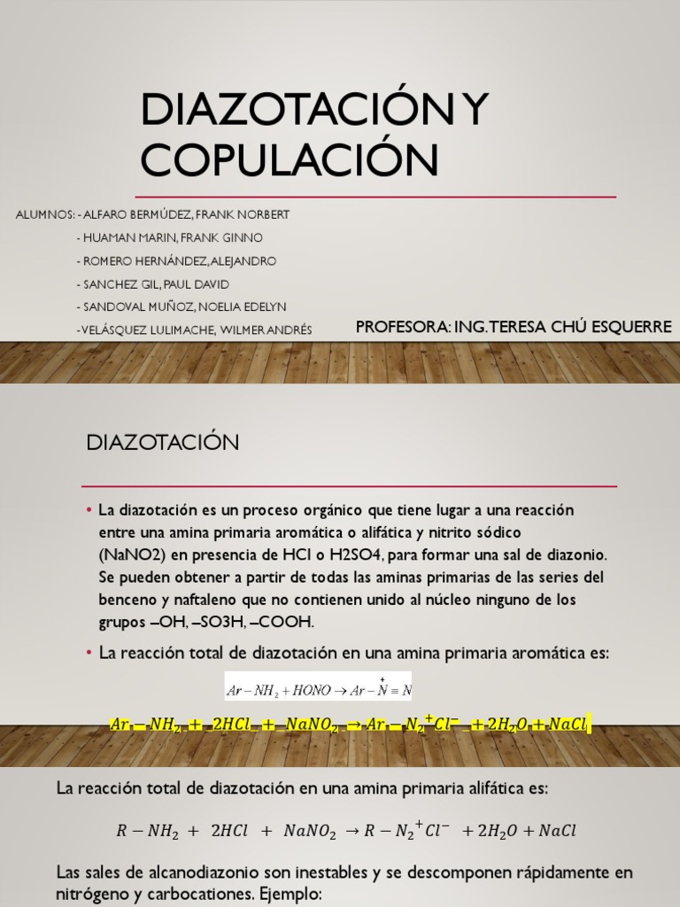 Diazotación y Copulación | PDF | Sal (química) | Concentración