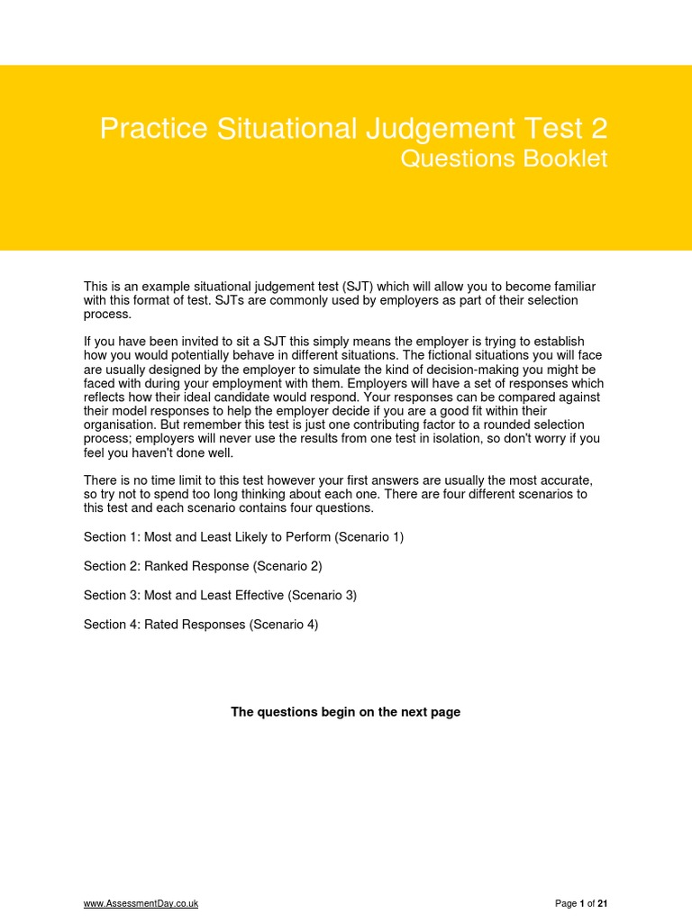 Practical Preparation for Situational Judgement Tests | PDF ...