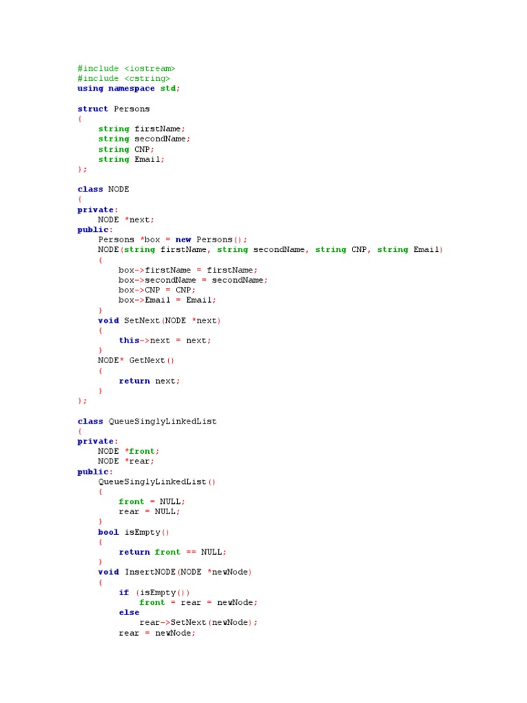 Queue Singly Linked List | PDF | Algorithms And Data Structures | Software Development