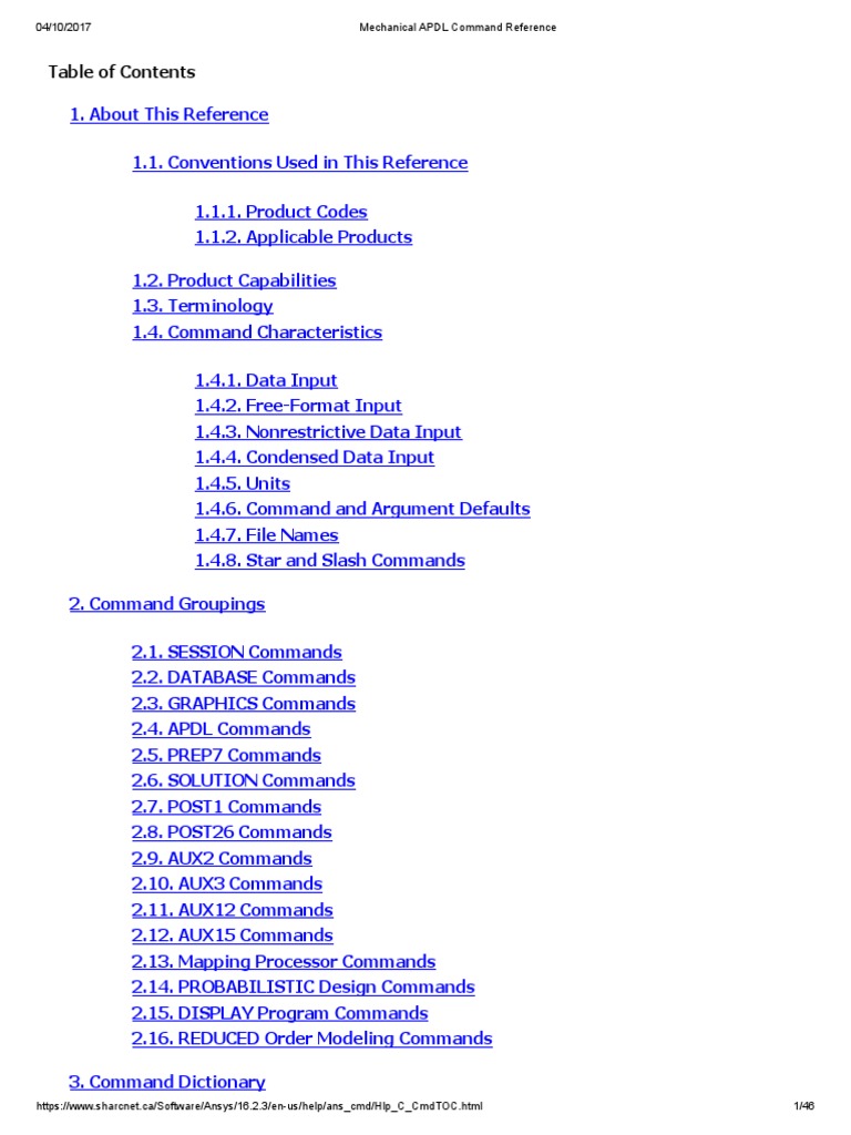 Mechanical APDL Command Reference | PDF | Kinematics | Euclidean Vector