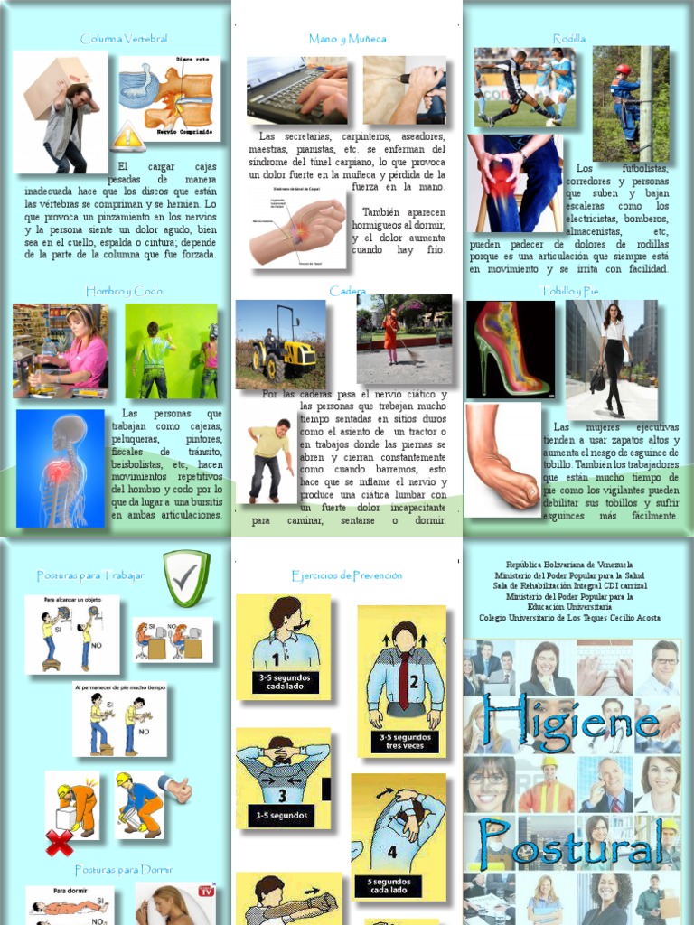 Triptico de Higiene Postural 2 PDF | PDF | Medicina CLINICA | Anatomía humana