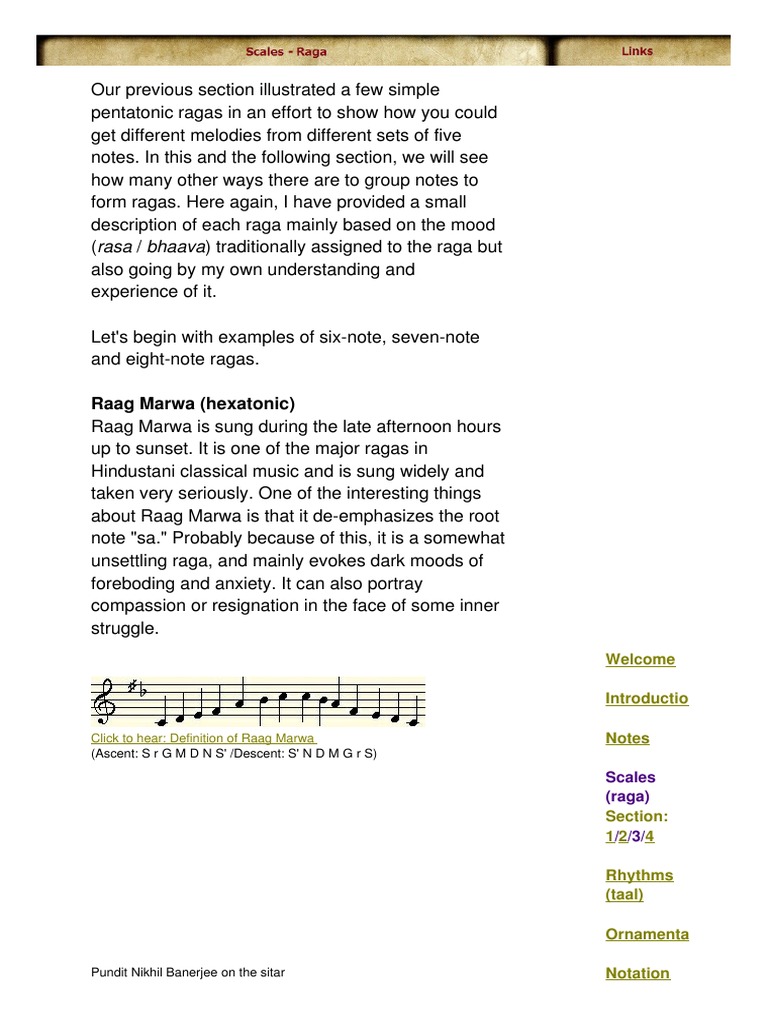 Different Kinds of Raga Scales in Indian Classical | PDF | Music Theory ...