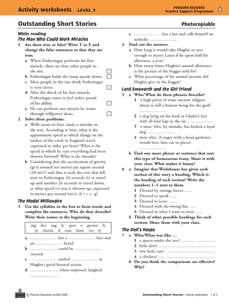 Activity Worksheets PDF | PDF