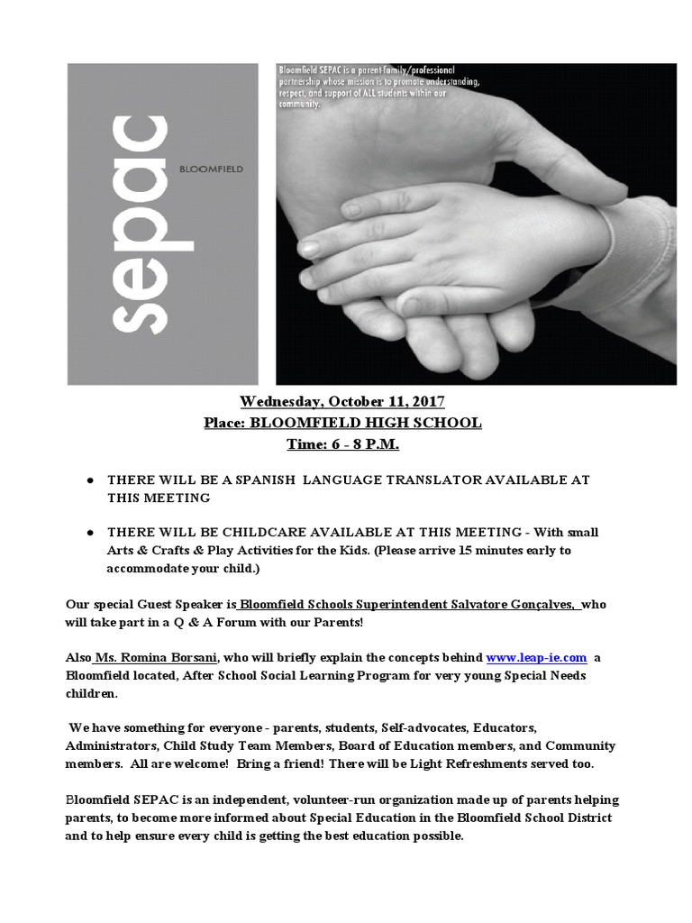 oCT 11 2017 SEPAC FLYER - Odt PDF | PDF