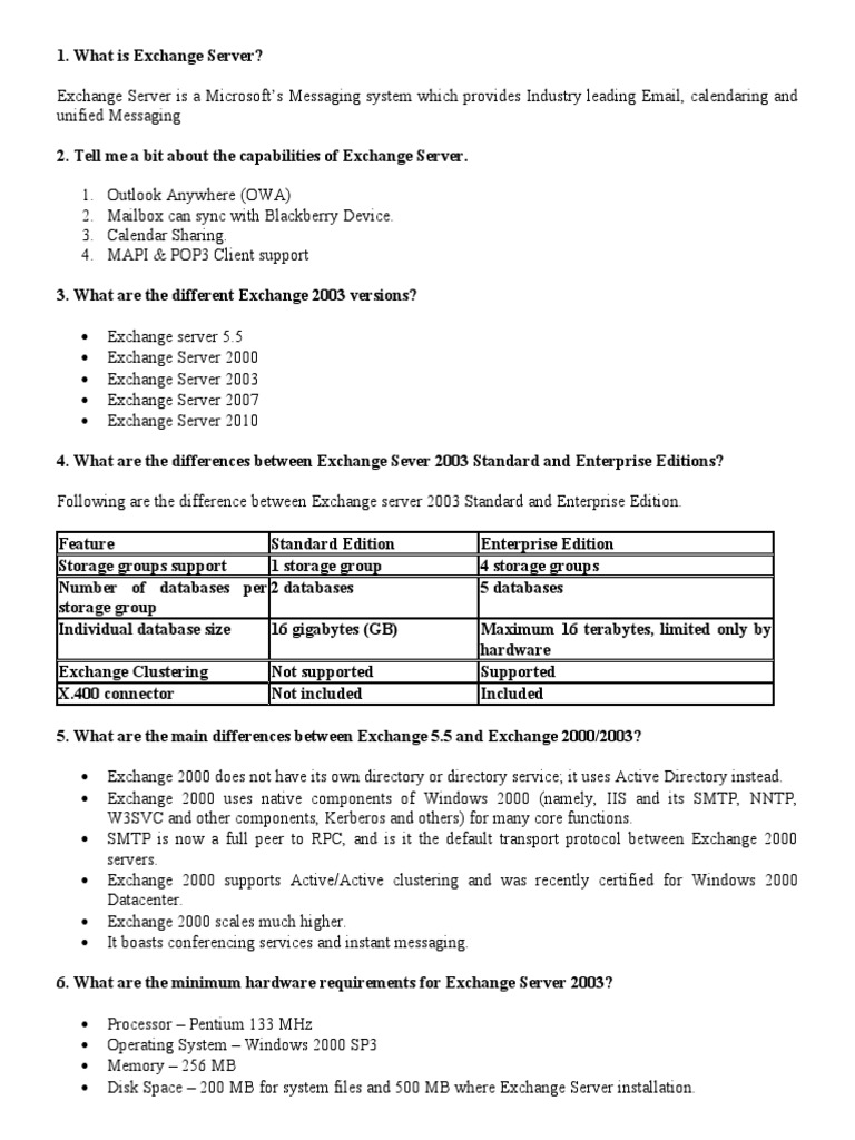 Exchange Server 2003 Interview Questions & Answers | PDF | Backup ...