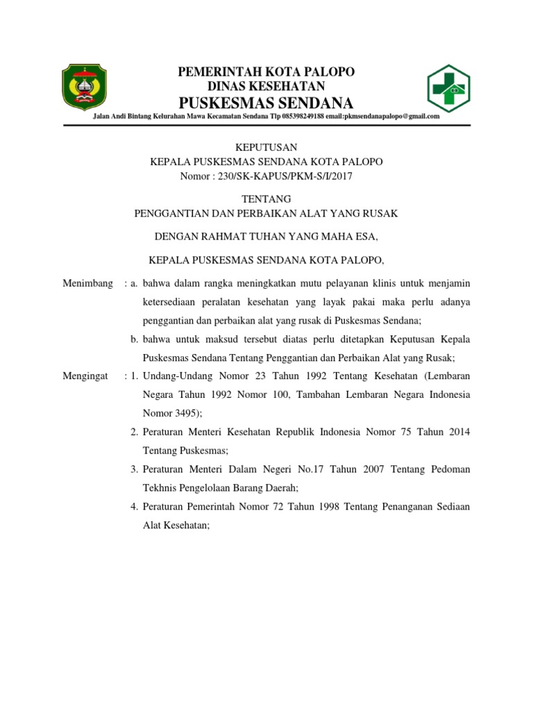 8.6.2.5 SK Penggantian Dan Perbaikan Alat Yang Rusak | PDF