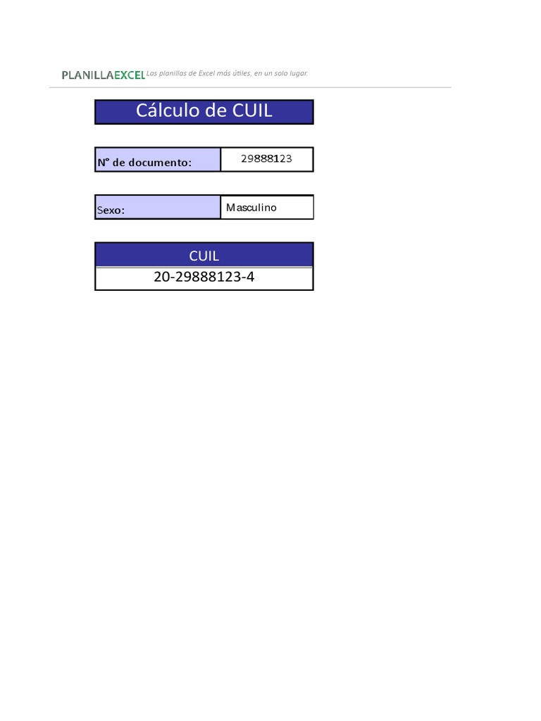 Planilla de Excel para El Calculo de Cuil Argentina | PDF