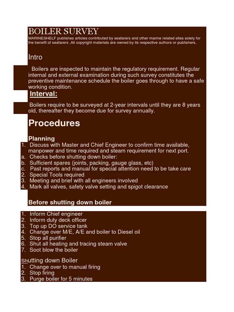 Boiler Survey Procedure | PDF | Boiler | Valve