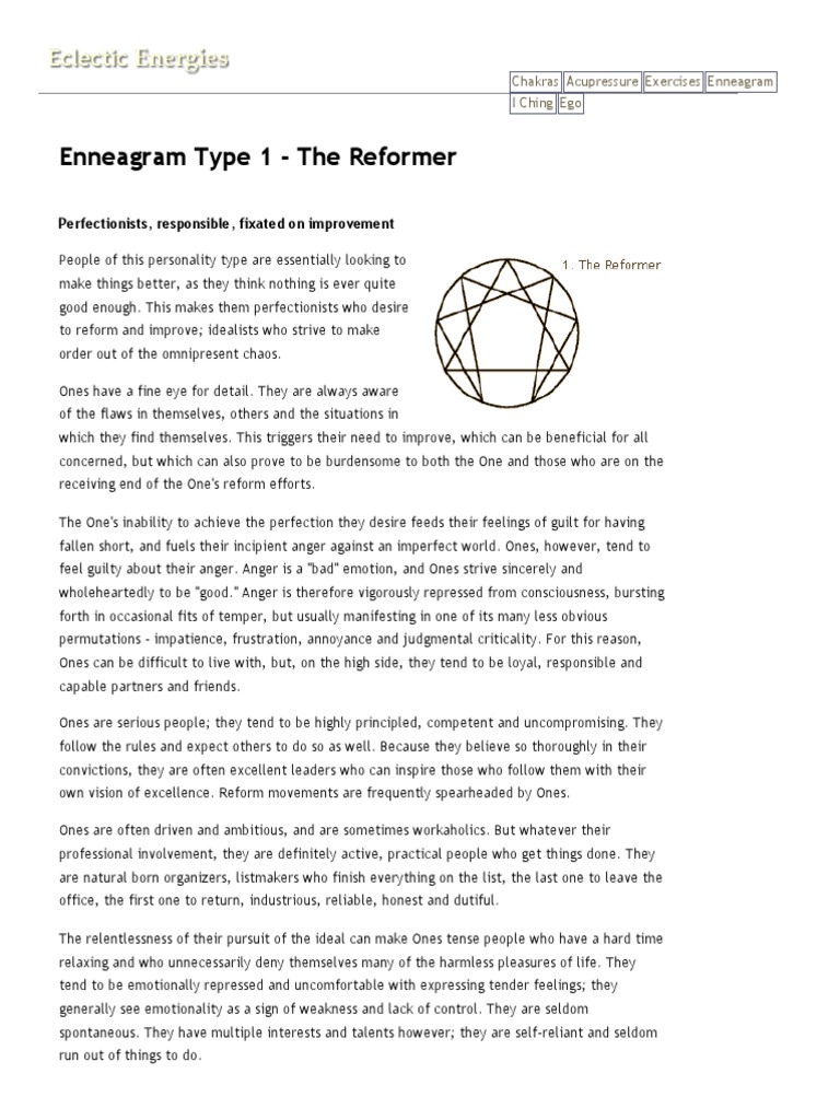 Enneagram Type 1 - The Reformer | Anger | Emotions