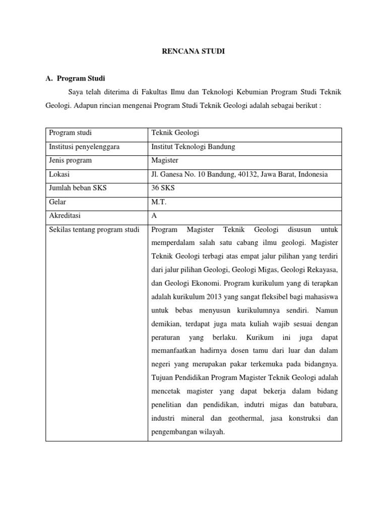 Proposal Rencana Studi Bu by Me | PDF