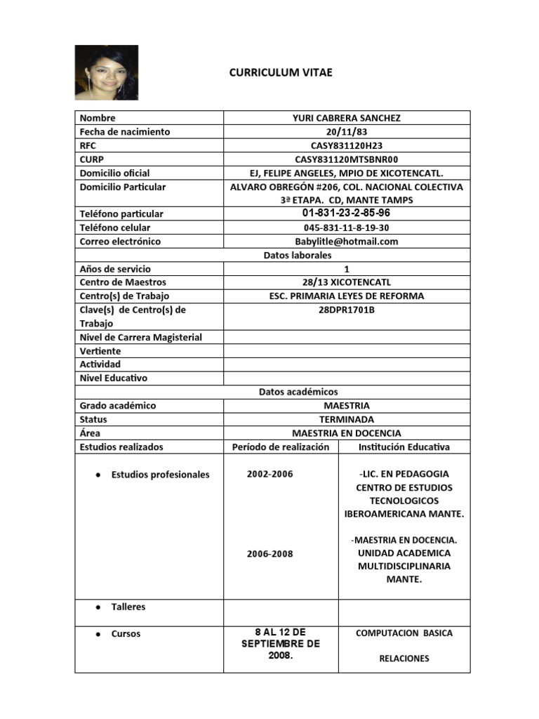 Currículum Vitae Yuri | PDF