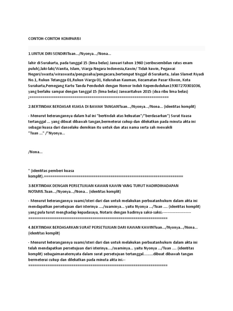 CONTOH Komparisi | PDF