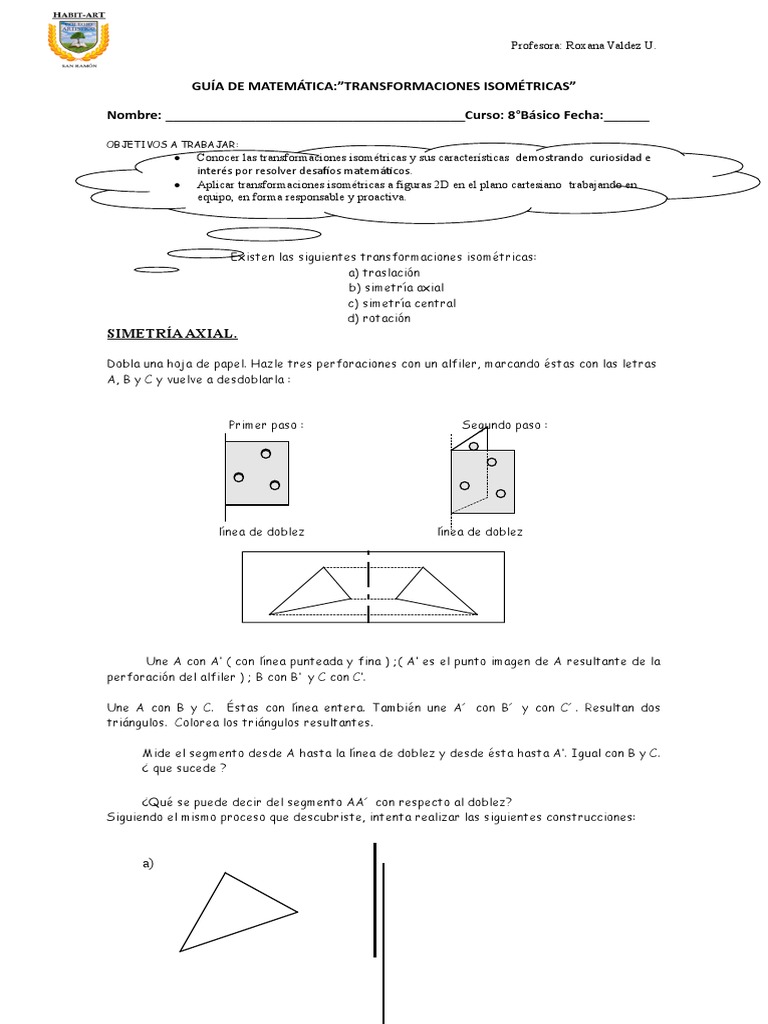 Transformaciones Isometricas Octavo | PDF | Rotación | Funciones y mapeos