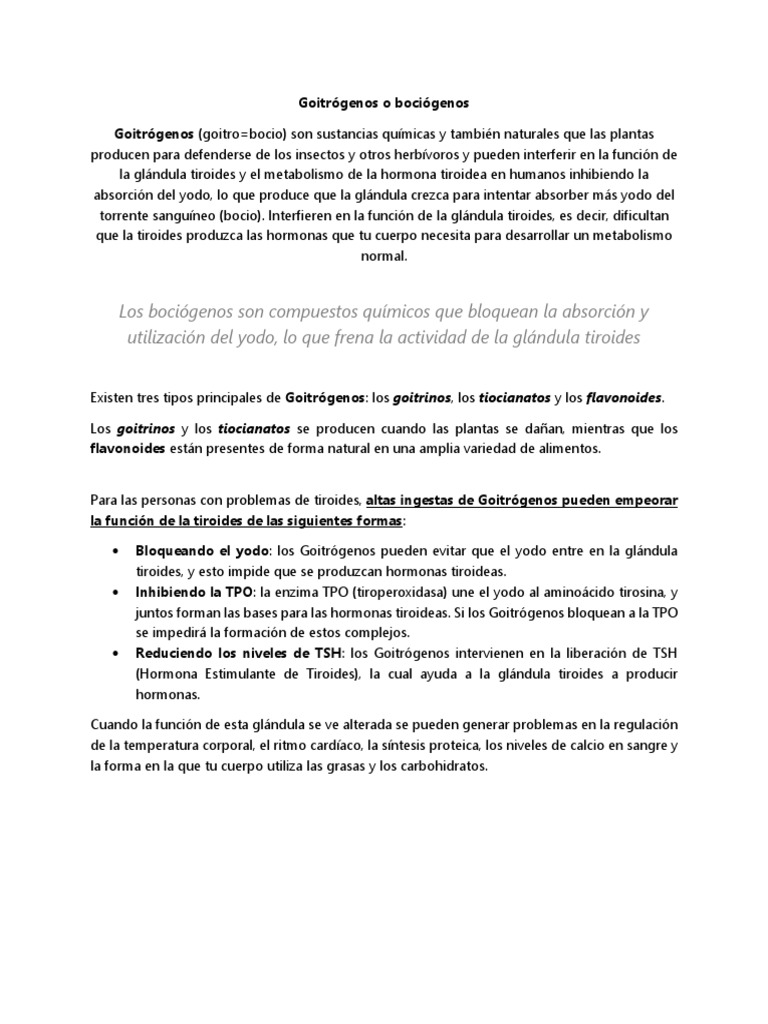 Goitrógenos | PDF | Tiroides | Hormona estimulante de la tiroides