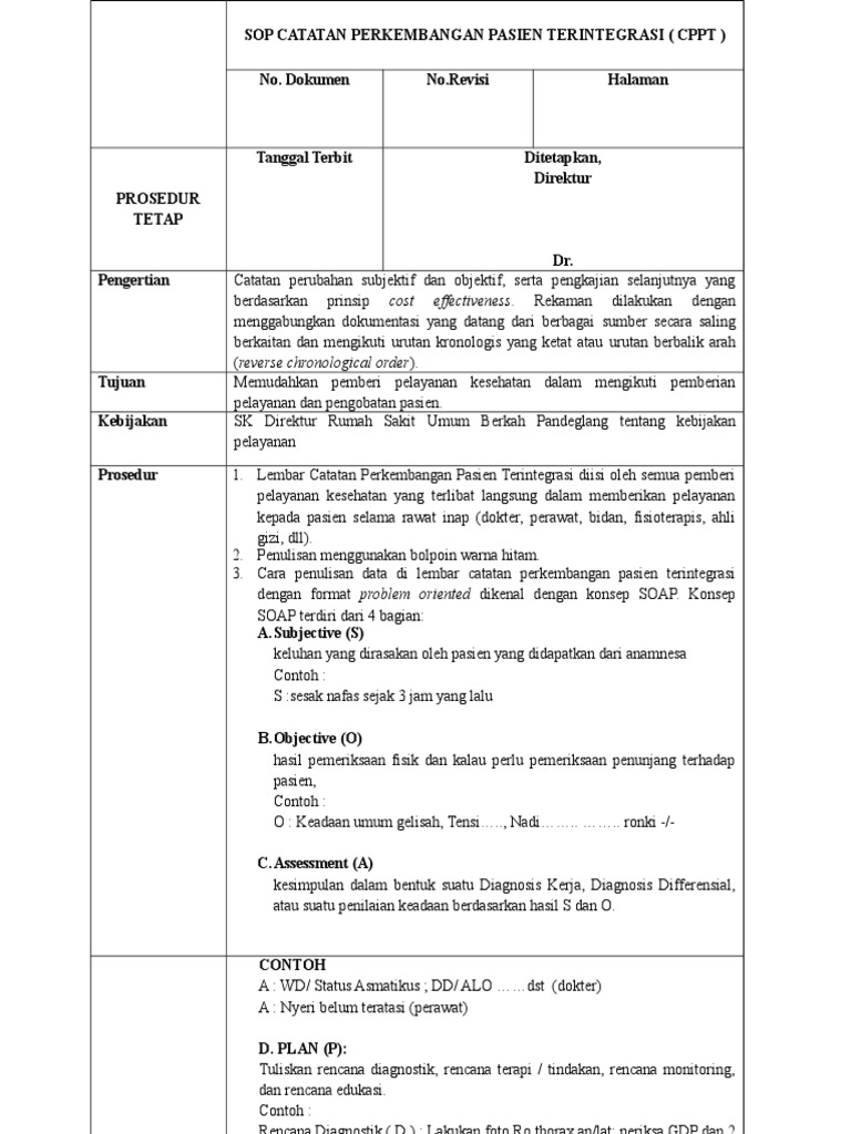 SOP CPPT untuk Tenaga Medis | PDF | Pengembangan Diri | Kesehatan Holistik