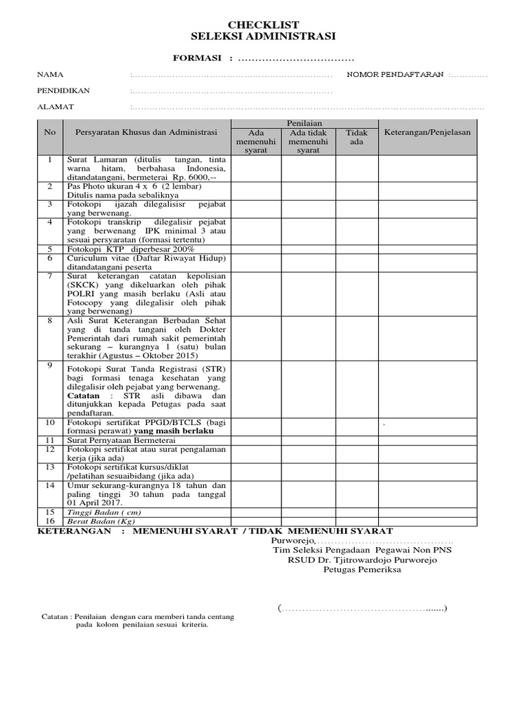 Daftar Checklist Berkas | PDF