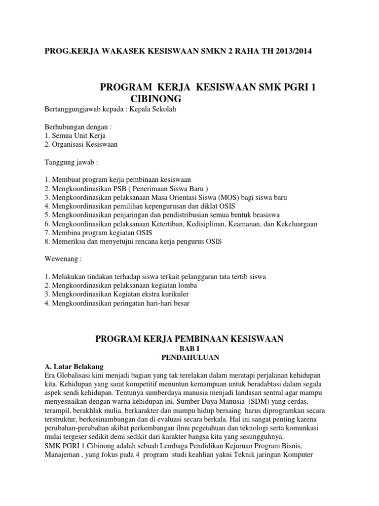 Program Kesiswaan | PDF