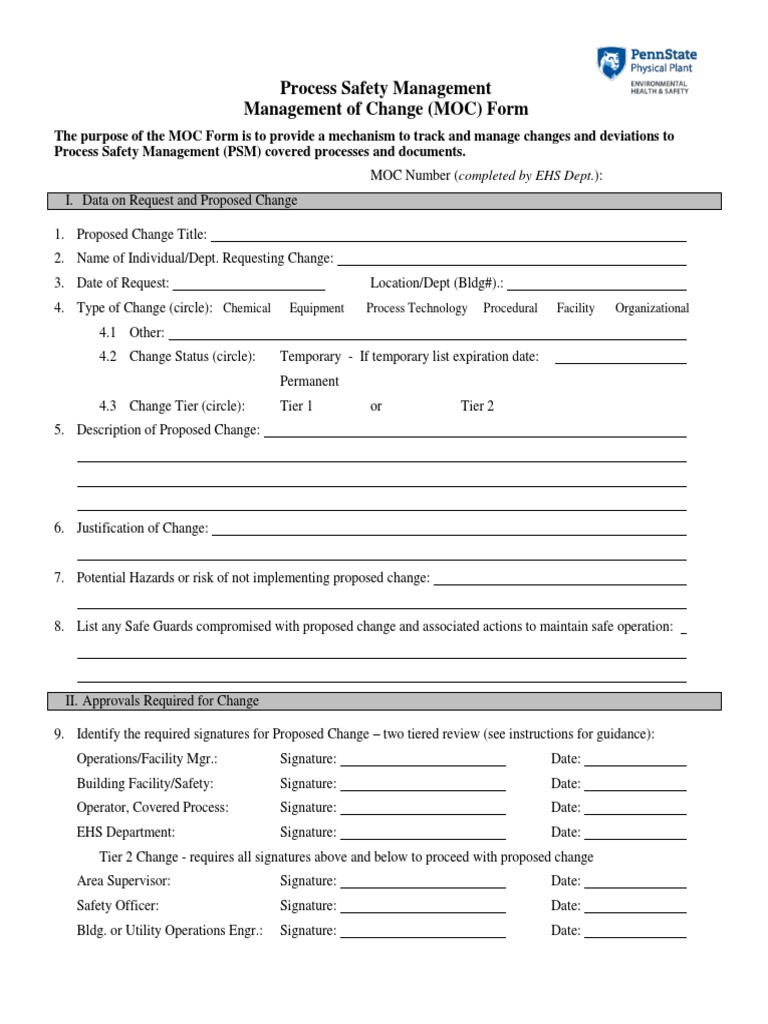 Management of Change Form Template | PDF | Safety | Business