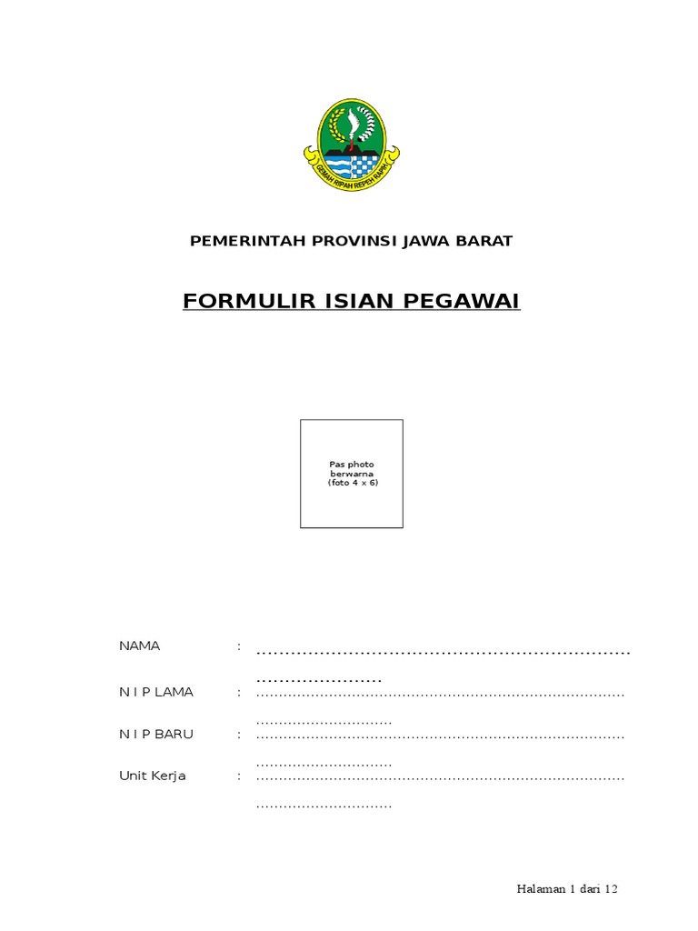 Formulir Isian Pegawai Jabar | PDF