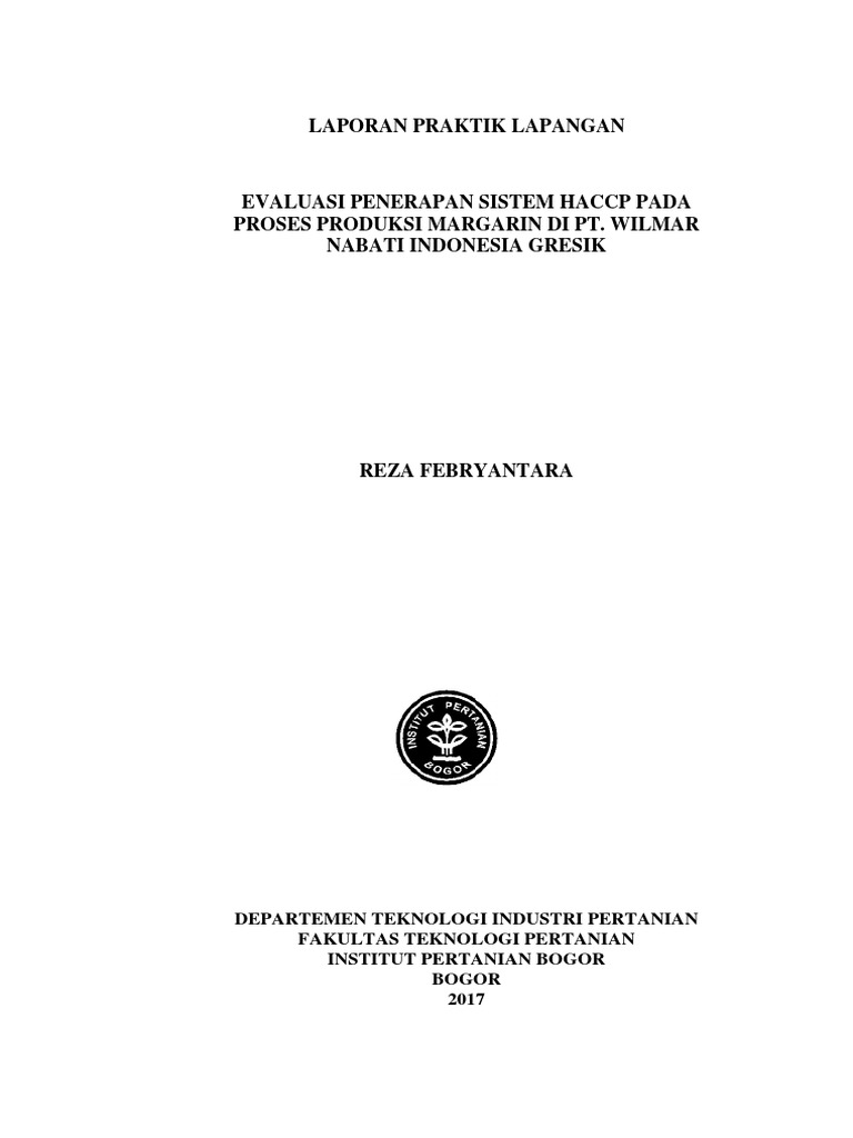 Laporan PKL Wilmar Format IPB - 1809172038 | PDF