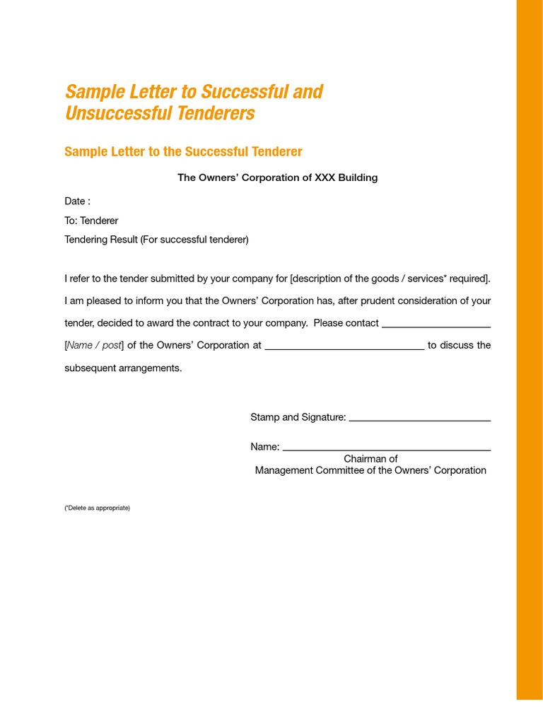 Tender Result Notification Samples | PDF