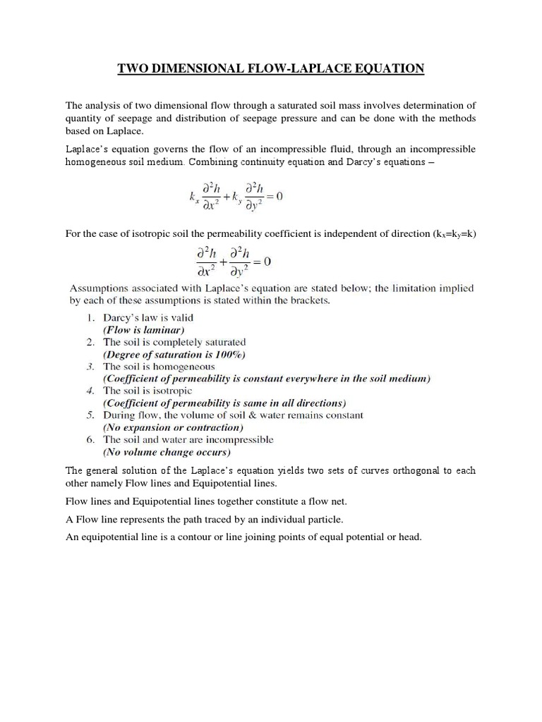 Analysis of Two-Dimensional Flow Through Soil Using Laplace's Equation ...