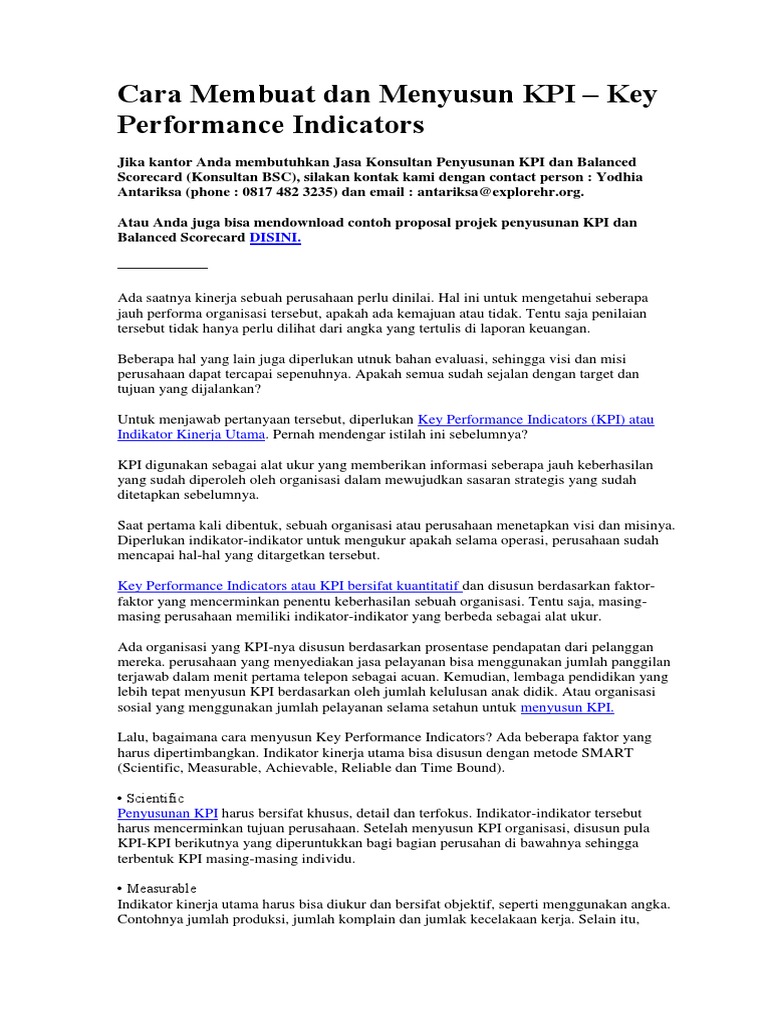 Cara Membuat Dan Menyusun KPI | PDF