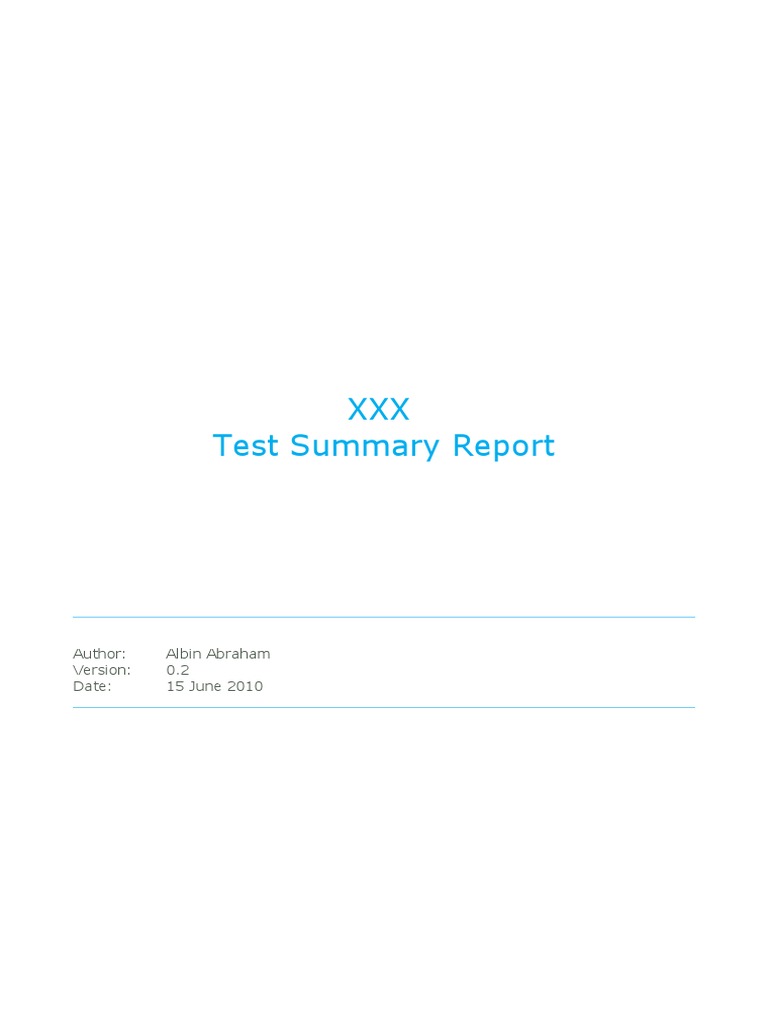 XXX Test Summary and Sign Off | Download Free PDF | Agile Software ...