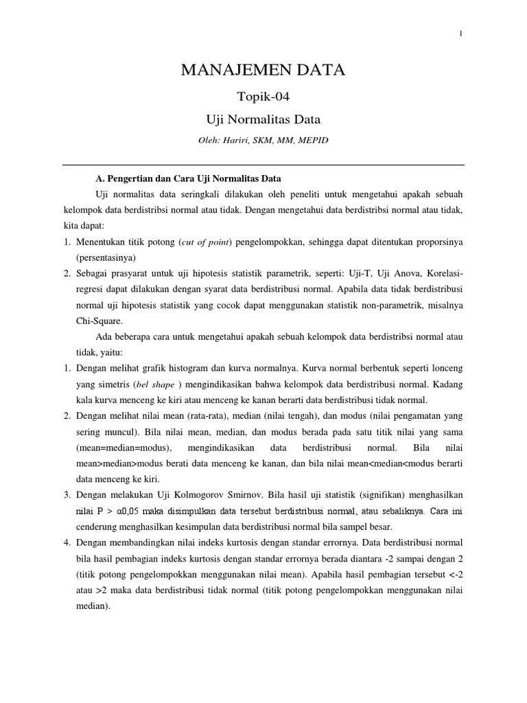 4 - Uji Normalitas Data | PDF