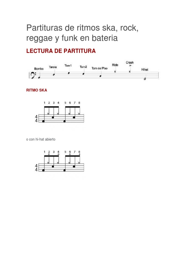 Partituras de Ritmos Bateria | PDF